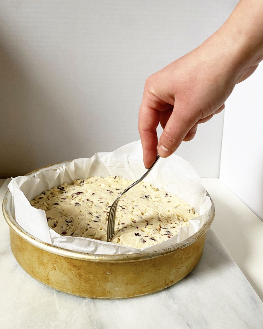 White Chocolate Cranberry Pistachio Shortbread Wedges | e2 bakes brooklyn