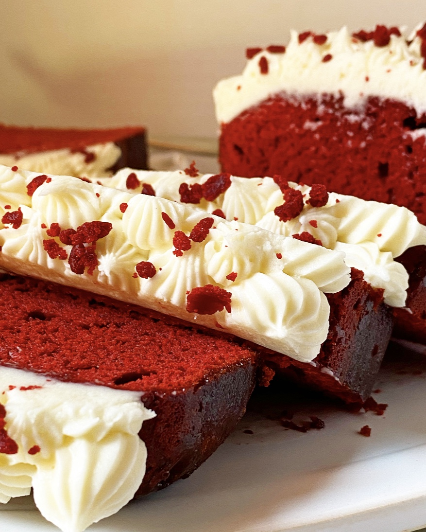 Red Velvet Loaf Cake | e2 bakes brooklyn